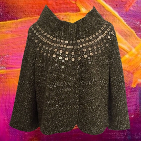 Vintage 80's Ellen Tracy Capelet-style Tweed Crop Jacket | Etsy