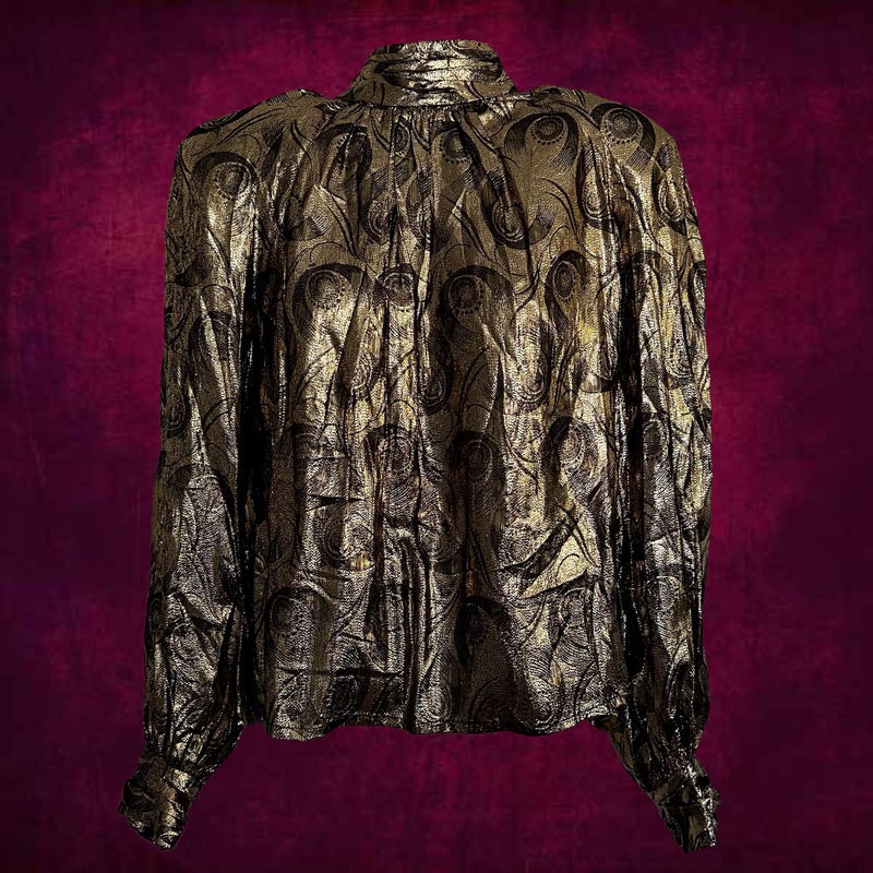High Neck Metallic Blouse - Etsy