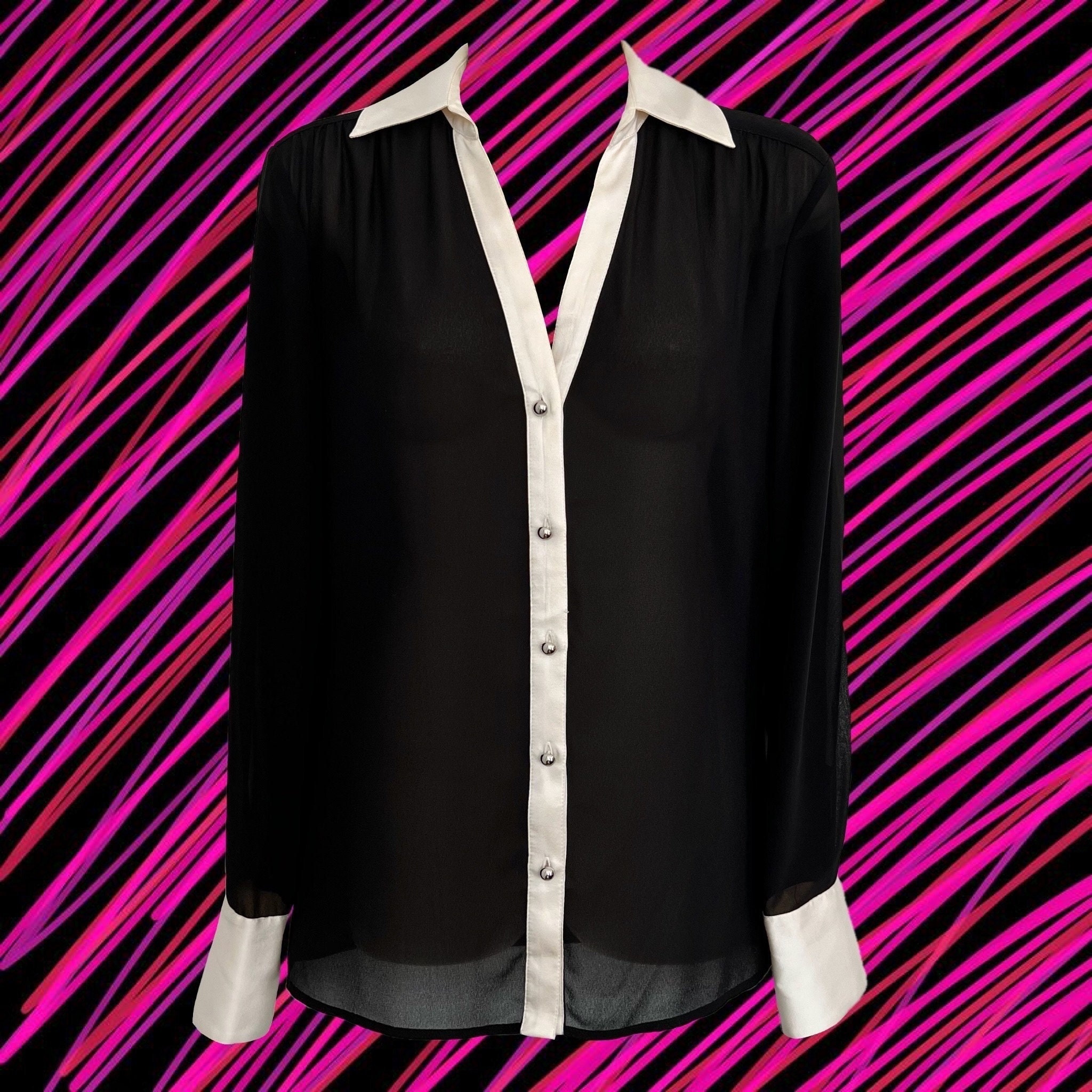 Sheer Black Button Up Blouse