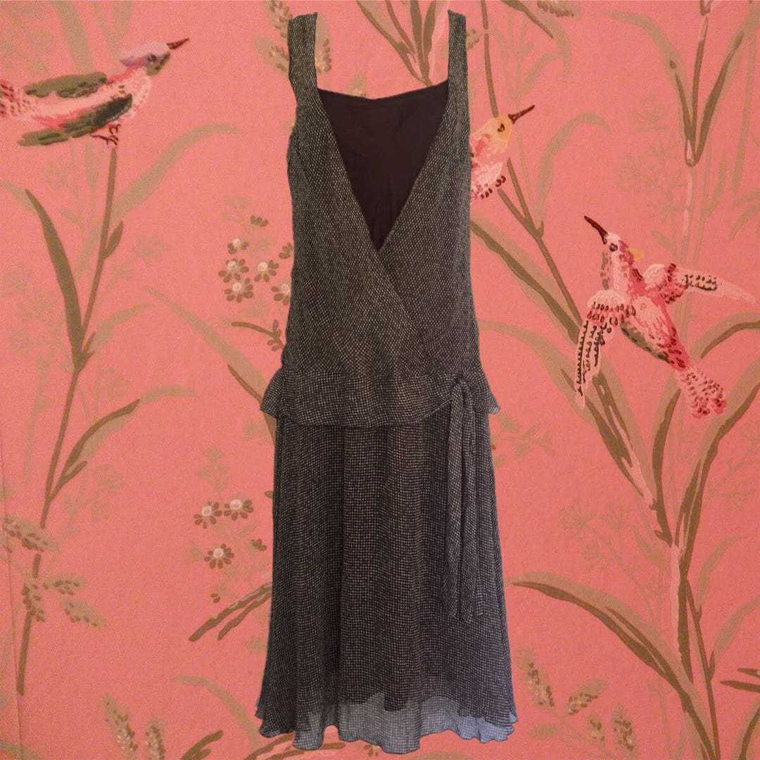 90's Jonathan Martin Studio Dress • Brown Dotted Silk With Attached ...