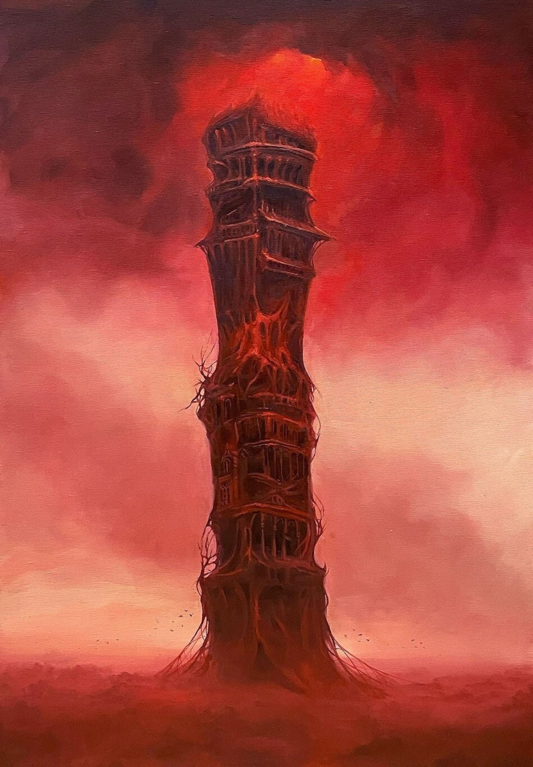 The Red Tower - Fantasy Surrealist Landscape, Original Oil Painting - Etsy