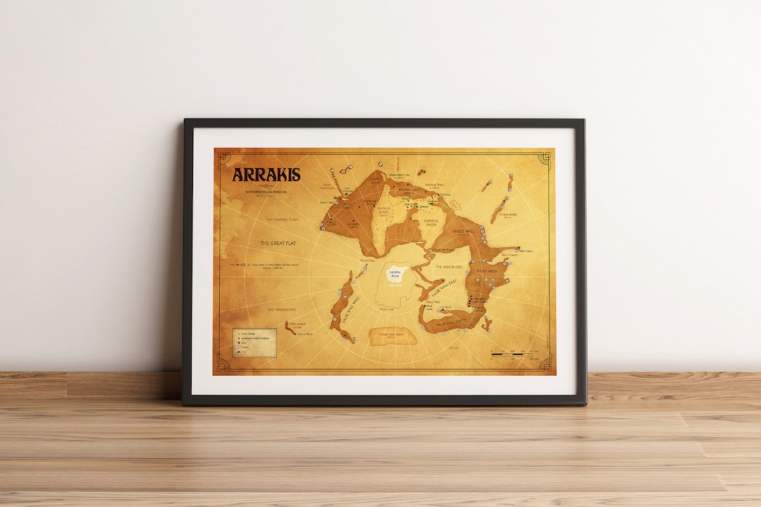 Dune Map - Arrakis Poster. Art Print, Wall Print, Science Fiction ...