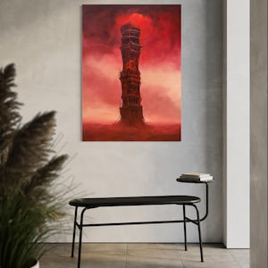 The Red Tower - Fantasy Surrealist Landscape, Original Oil Painting - Etsy
