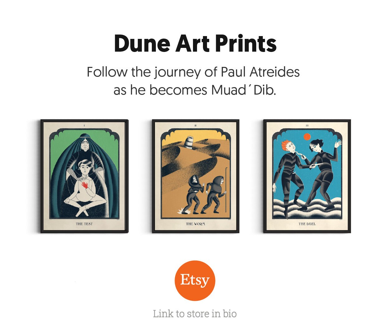 Dune Poster – Shai-hulud Sandworm, Paul and Jessica Atreides Art Print ...