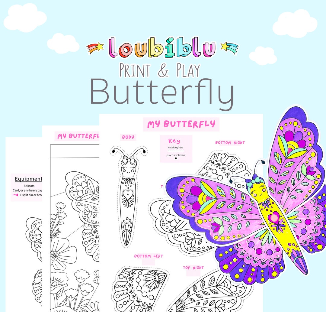 Butterfly Kids Craft Activity Printable Kids Colouring Download Craft ...