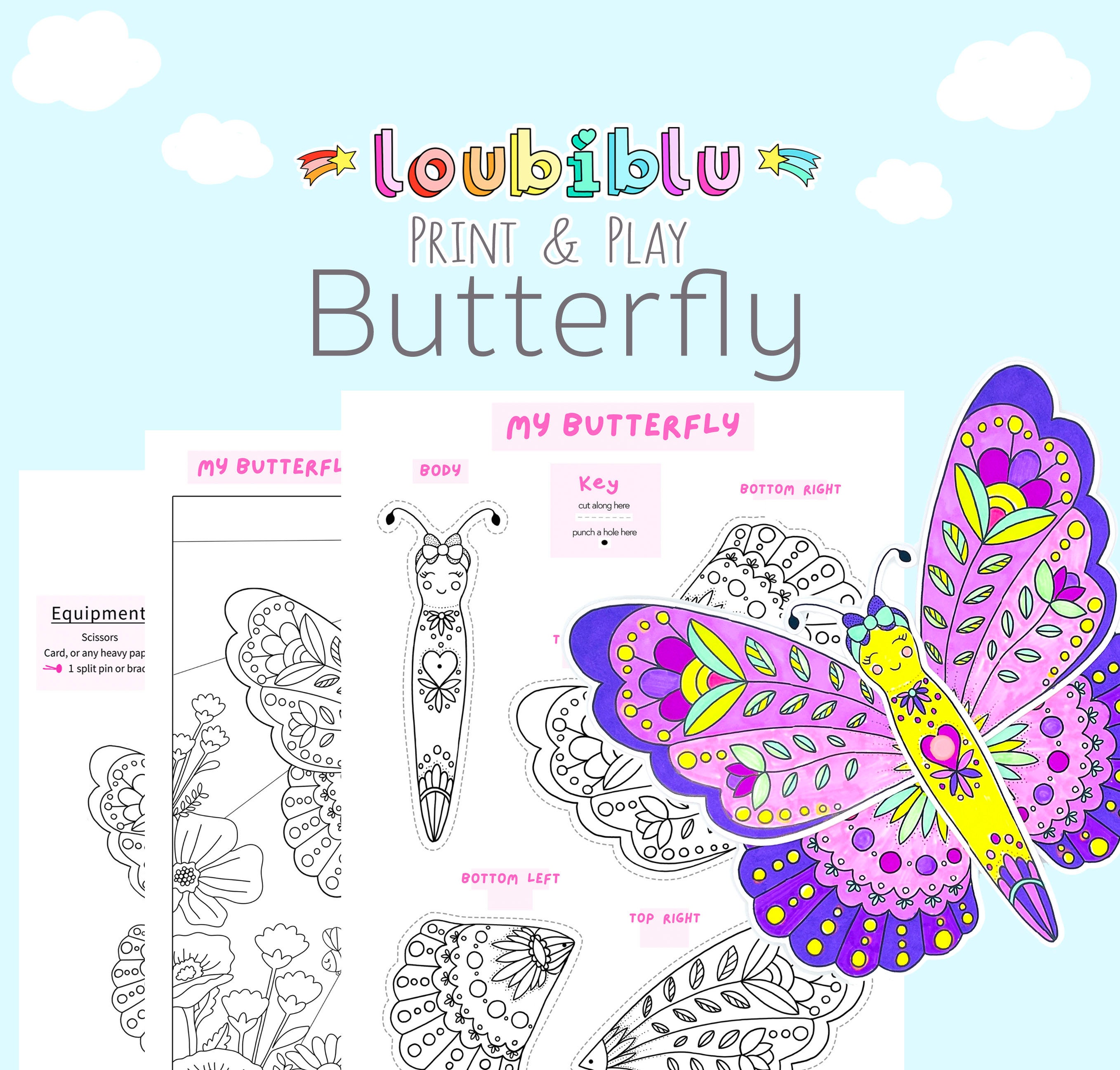 Butterfly Kids Craft Activity Printable Kids Colouring Download Craft ...