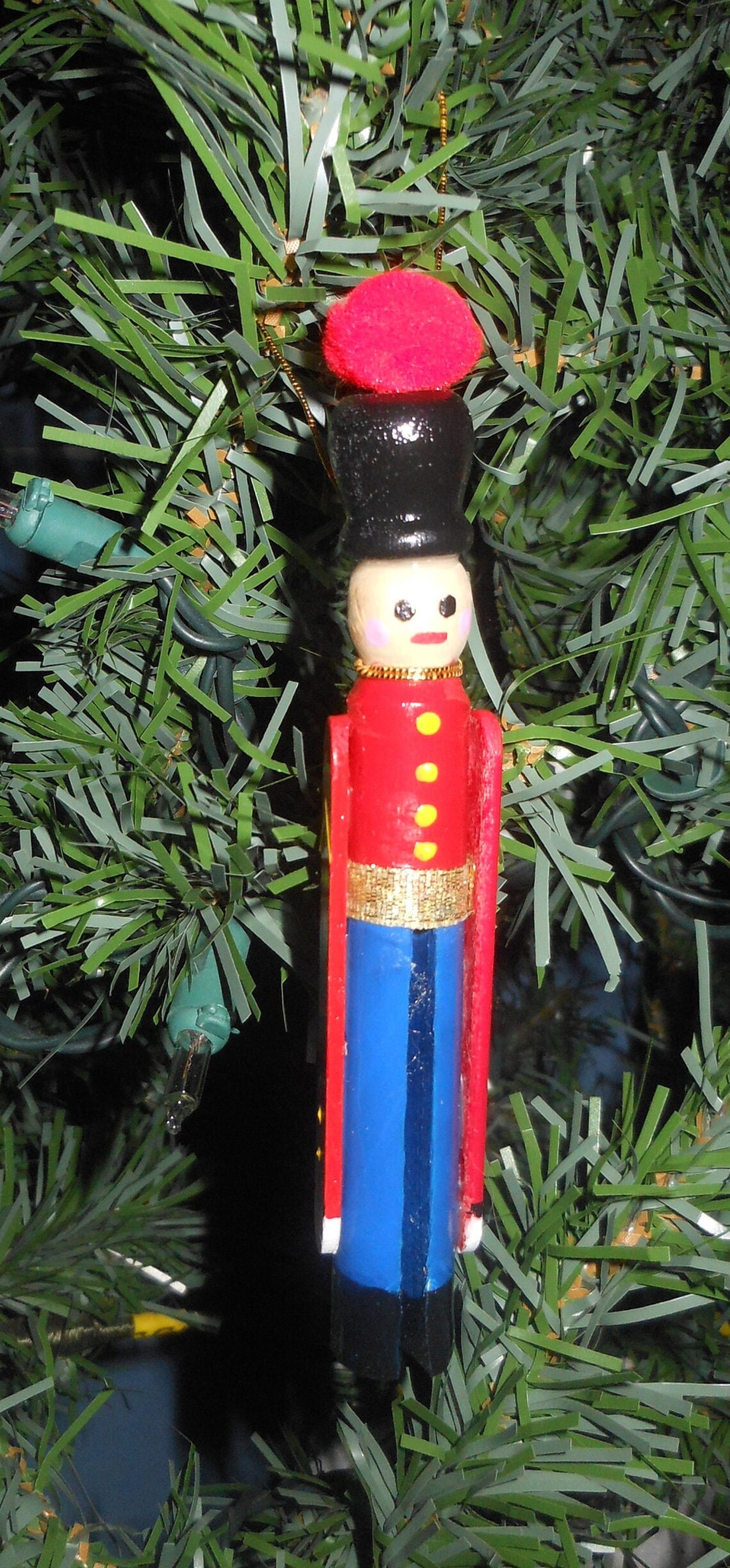 Handmade Wooden Toy Soldier Clothespin Christmas Ornament Vintage ...