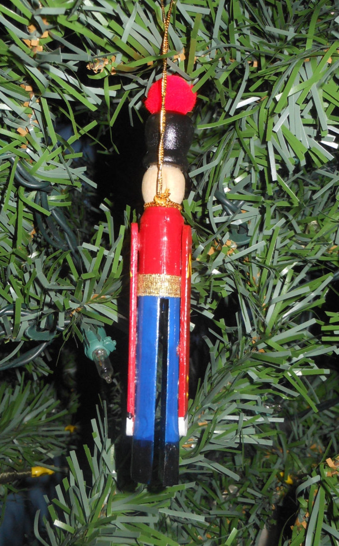 Handmade Wooden Toy Soldier Clothespin Christmas Ornament Vintage ...