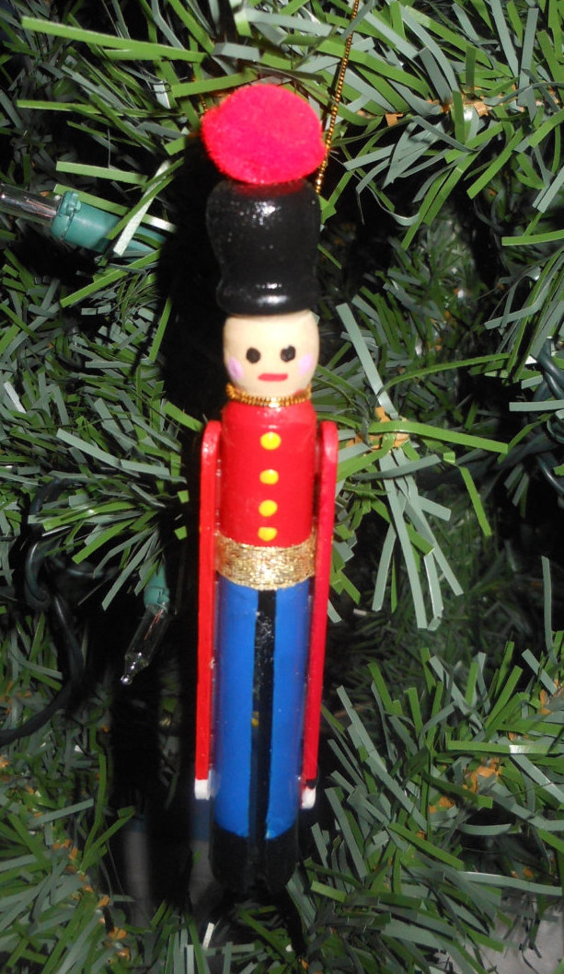 Handmade Wooden Toy Soldier Clothespin Christmas Ornament Vintage ...