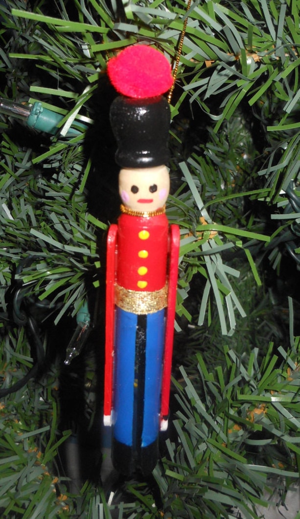 Handmade Wooden Toy Soldier Clothespin Christmas Ornament Vintage Keepsake Etsy