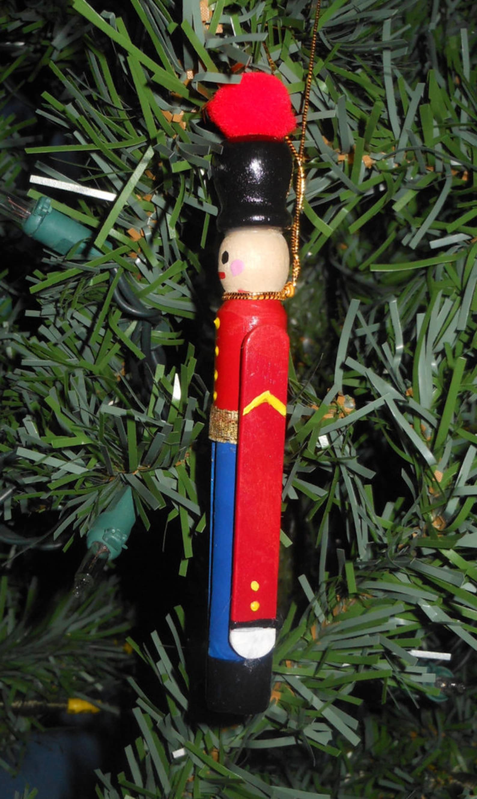 Handmade Wooden Toy Soldier Clothespin Christmas Ornament Vintage ...