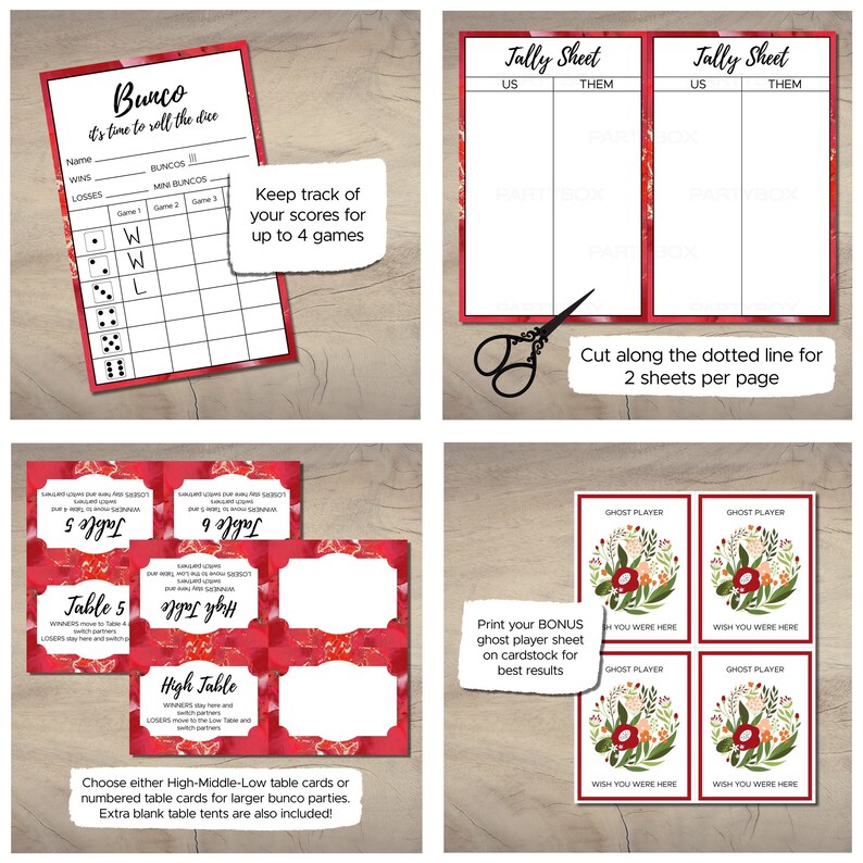 Printable Red Bunco Scorecard - Etsy