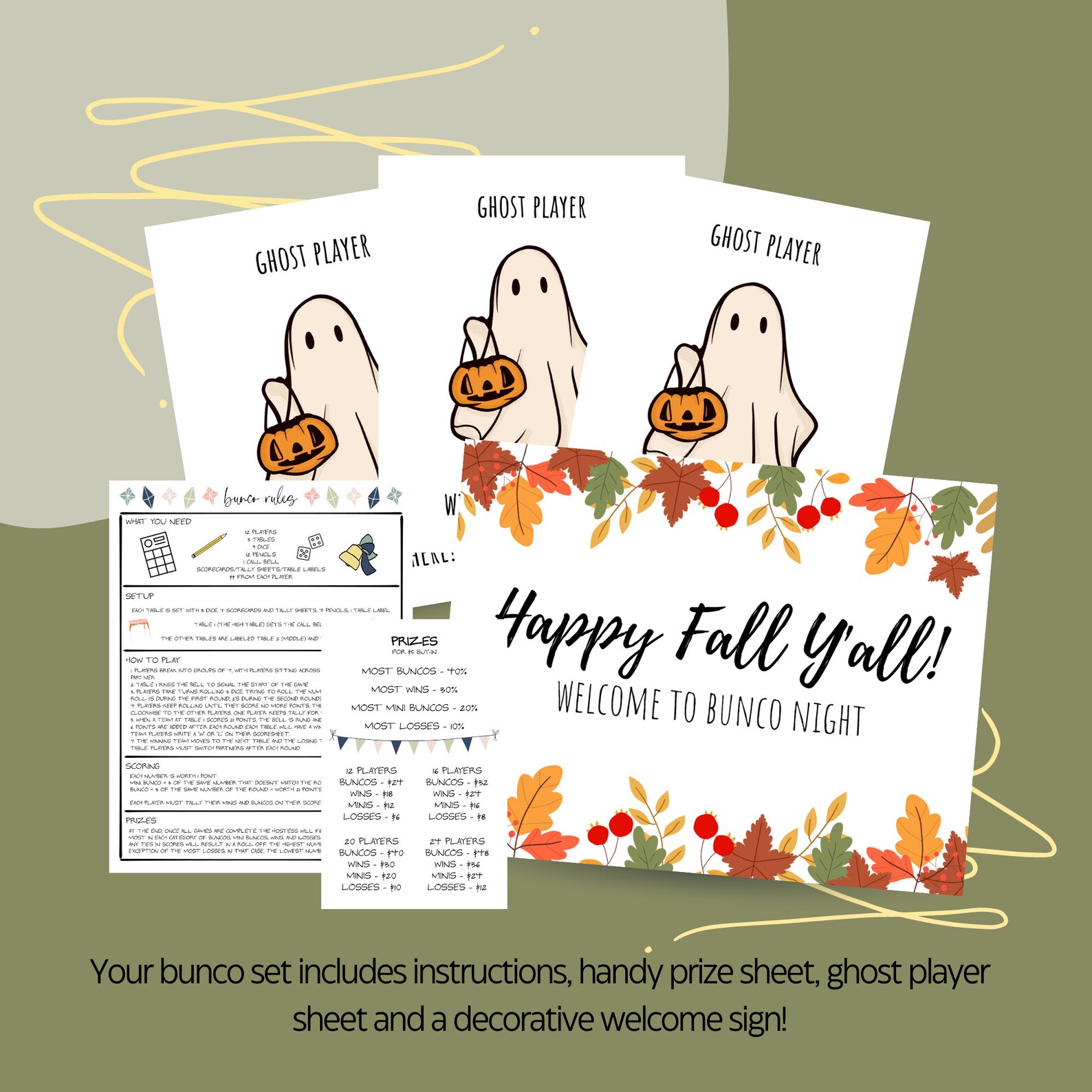 Happy Fall Y'all Printable Bunco Set - Etsy