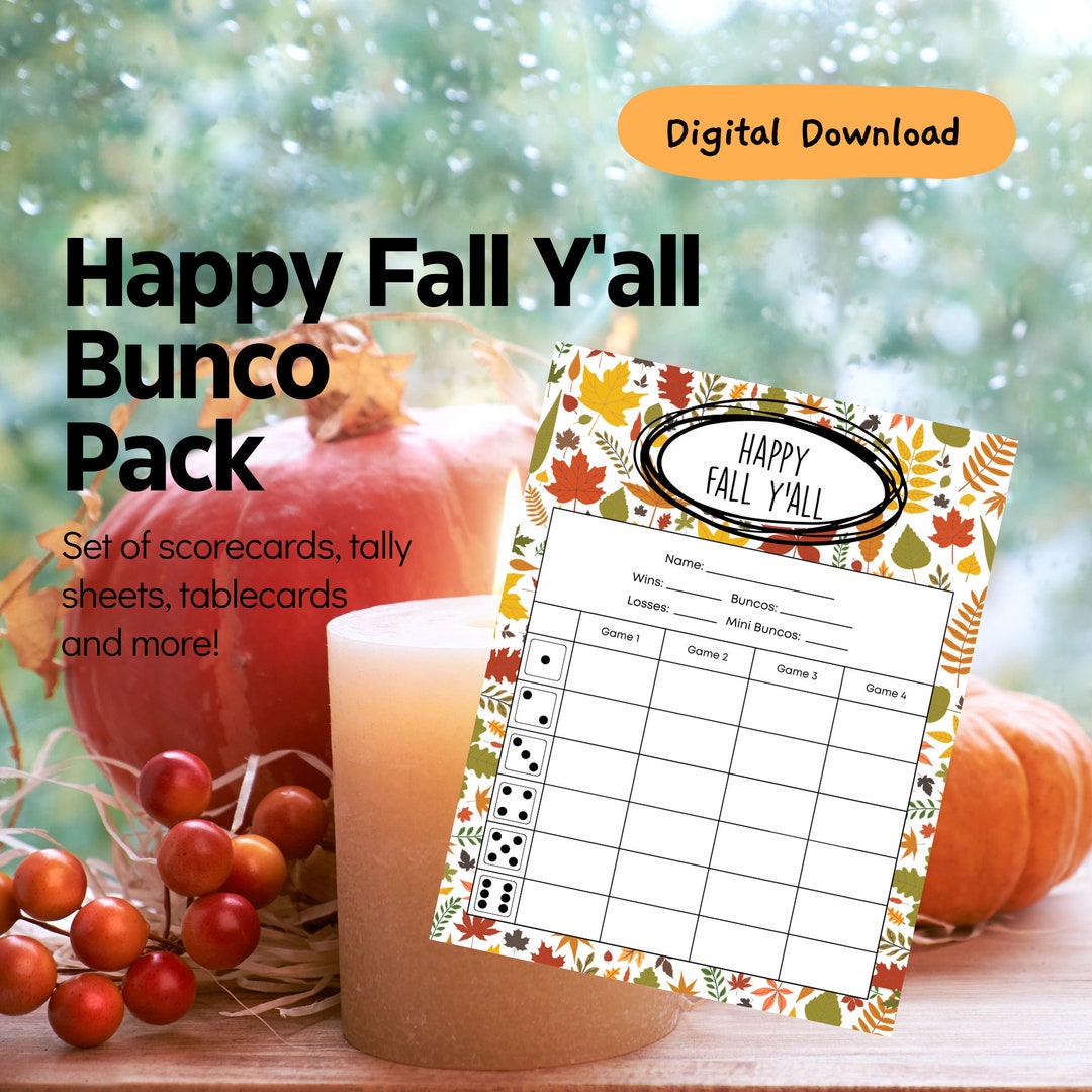 Happy Fall Y'all Printable Bunco Set - Etsy