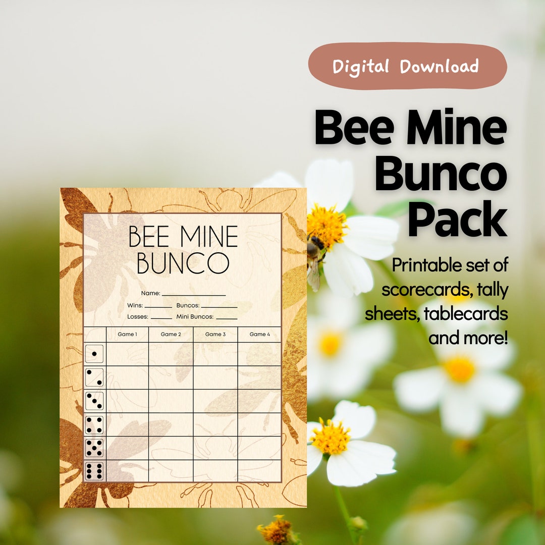 Bee Mine Valentine's Printable Bunco - Etsy