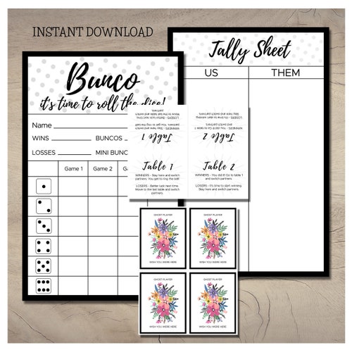 4 Bunco Score Card Bunco Scoresheet Bunco Score Pads - Etsy
