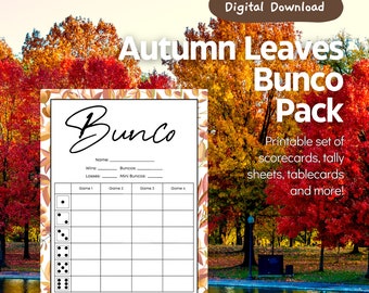 Printable Pumpkins and Leaves Bunco Score Card Sheet, Fall Watercolor ...