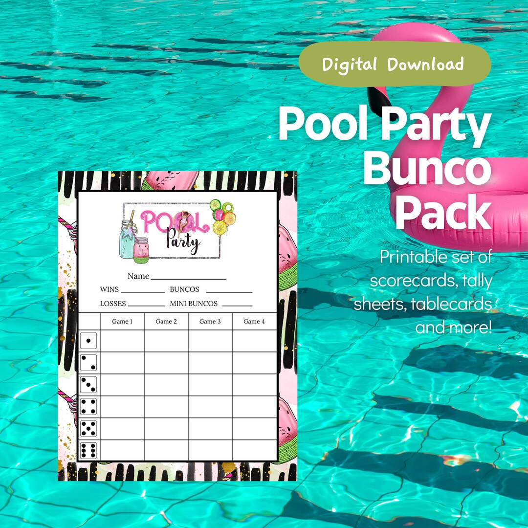 Pool Party Digital Bunco Set - Etsy