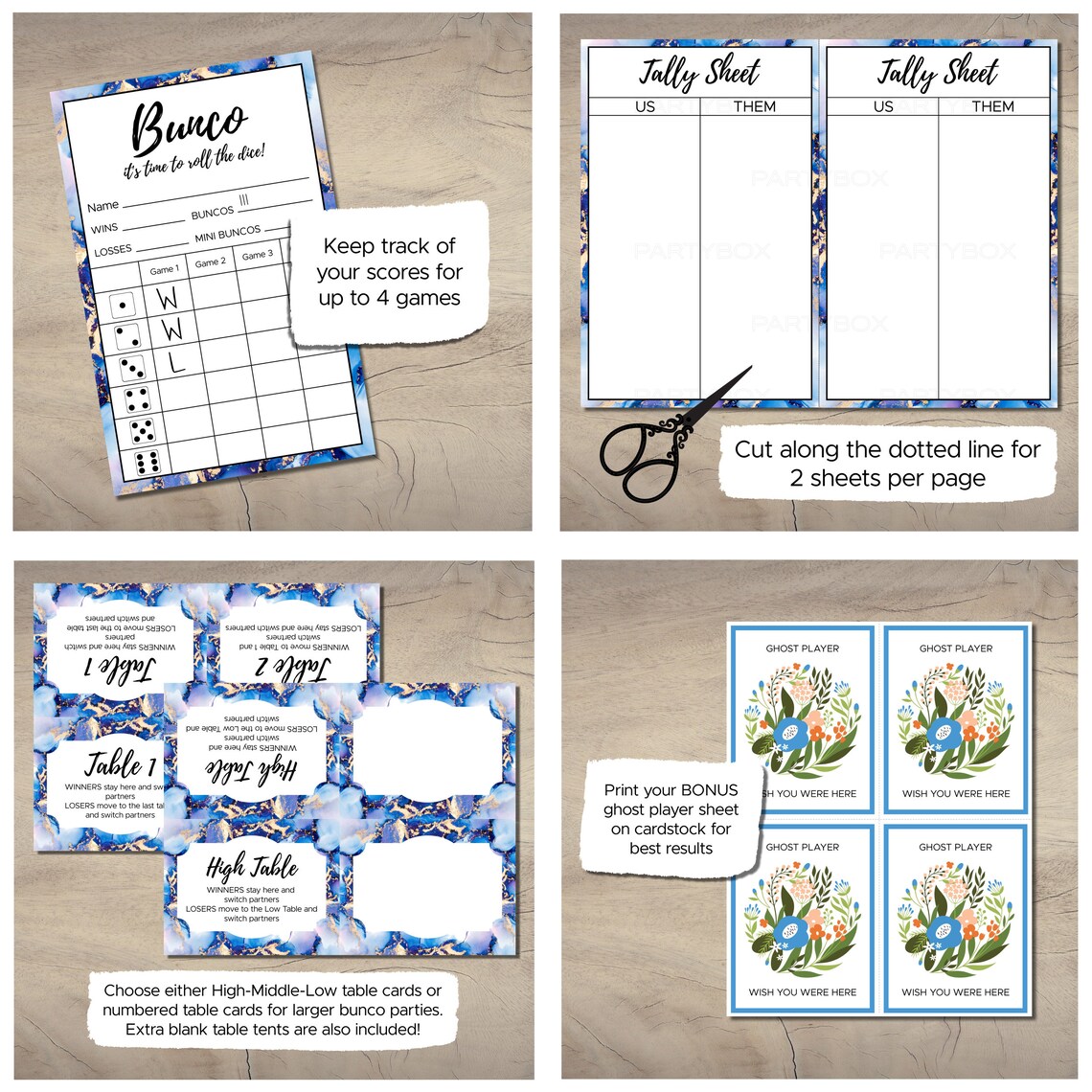 Printable Blue Bunco Score Set - Etsy