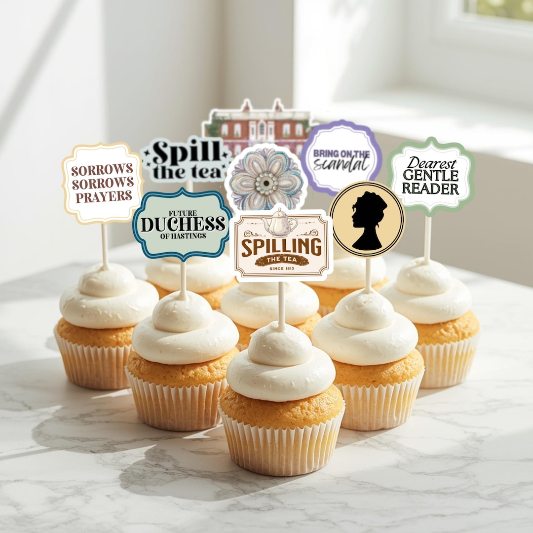 Regency Party Picks Dark Floral Cupcake Toppers Bridgerton Inspired ...