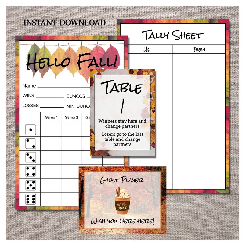Hello Fall Bunco Printable Set - Etsy