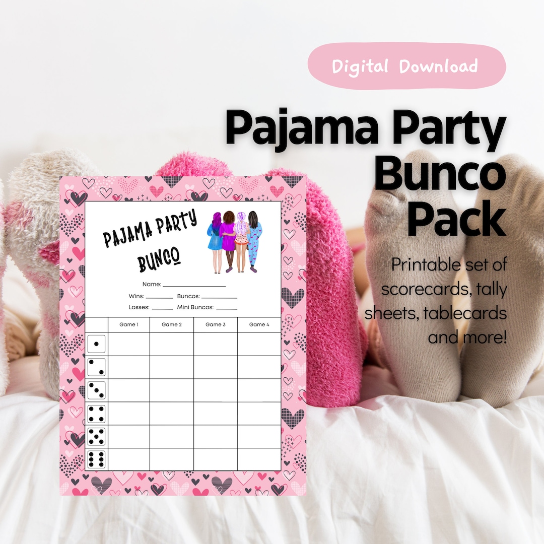 Pajama Party Printable Bunco Set - Etsy