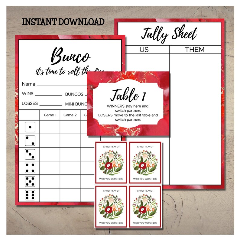 Printable Red Bunco Scorecard - Etsy
