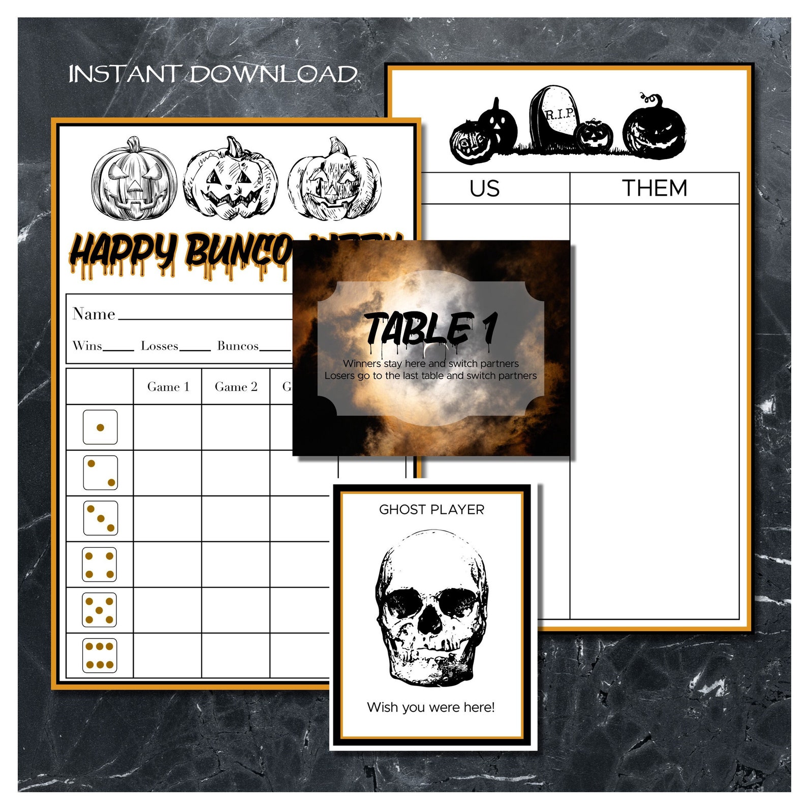 Printable Halloween Bunco Buncoween Scorecard Set - Etsy