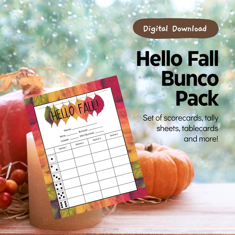 Hello Fall Bunco Printable Set - Etsy
