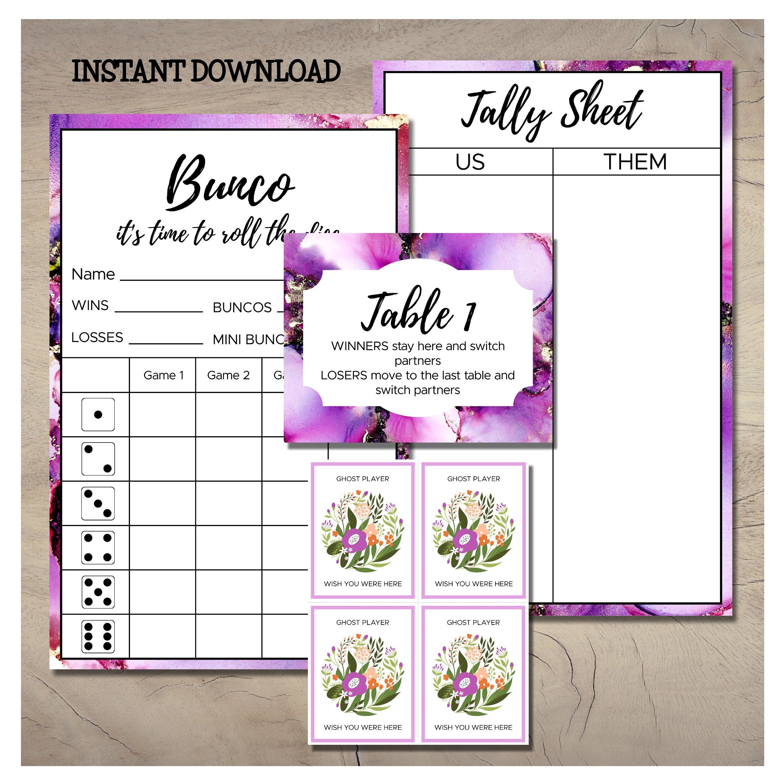Printable Pink Bunco Score Set - Etsy