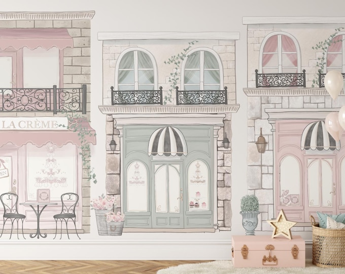 Charming Paris Street Wallpaper Mural for Kids Rooms Nurseries ...