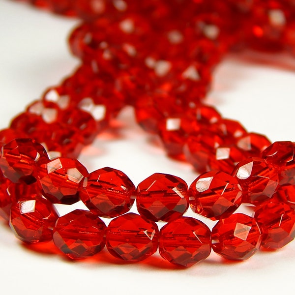 Red Czech Beads - Etsy