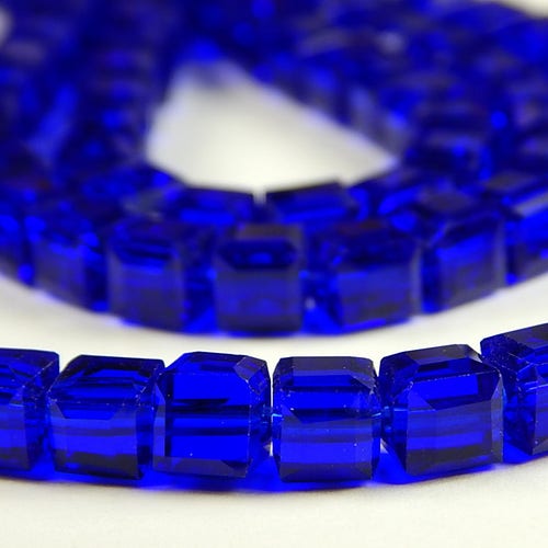 4MM Cobalt Blue Square Glass Beads Transparent Cube Glass - Etsy