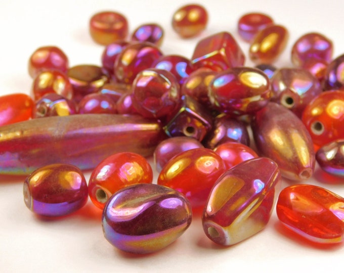 12 Inch Strand - All Mixed up India Glass Beads - Siam AB Mix ...