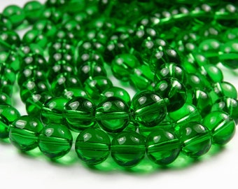 One Strand 30 Pcs Crystal Glass Green Round Beads 10mm A6152 - Etsy