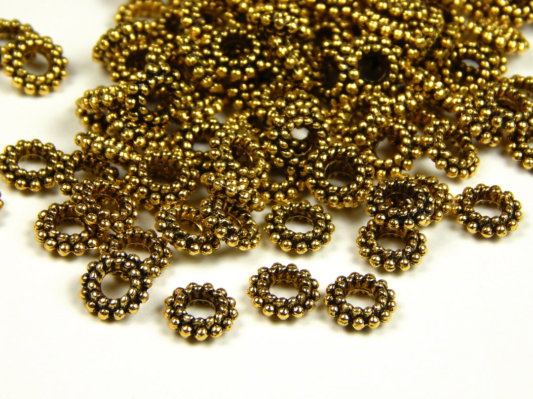 25 or 50 Pcs - 8x2mm Antique Gold Spacer Beads - Donut Beads - Gold ...