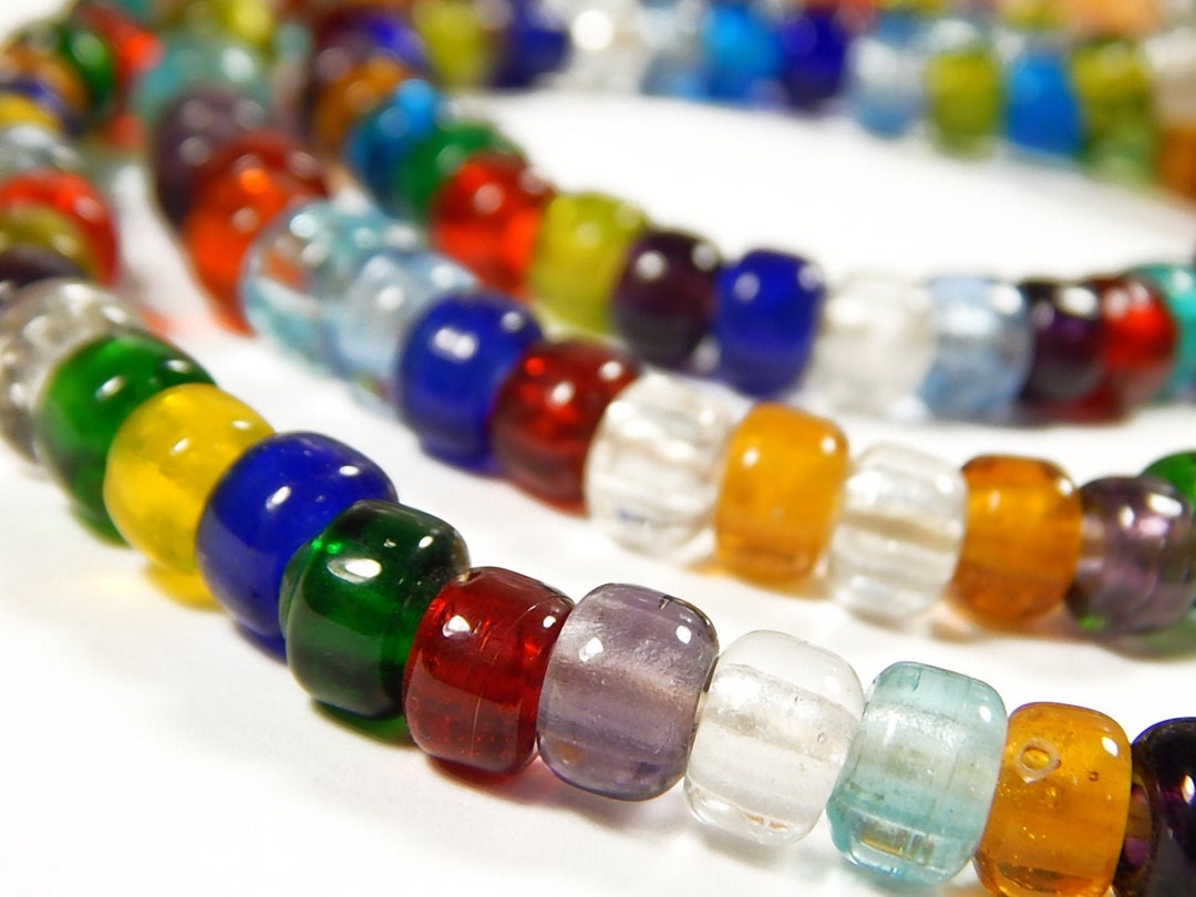 50 Pcs - 9x6mm Multicolor Glass India Crow Beads - Multicolor Mix ...