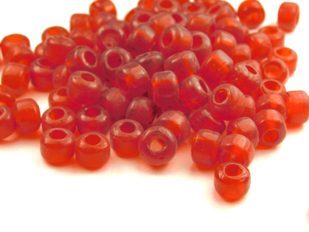 50 Pcs - 9x6mm Transparent Red Glass India Crow Beads - Light Siam Red ...
