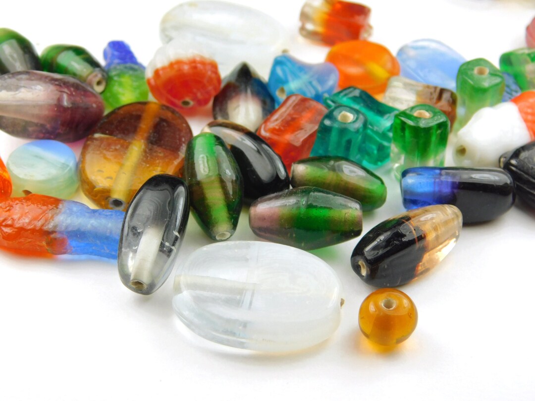 12 Inch Strand All Mixed up India Glass Beads - Multicolor Transparent ...