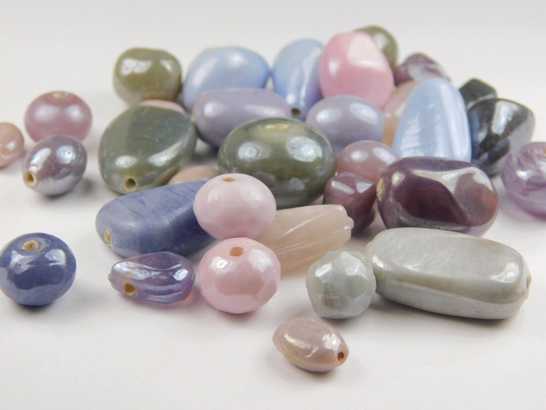 12 Inch Strand All Mixed up India Glass Beads Pearl Luster Lavender Mix ...