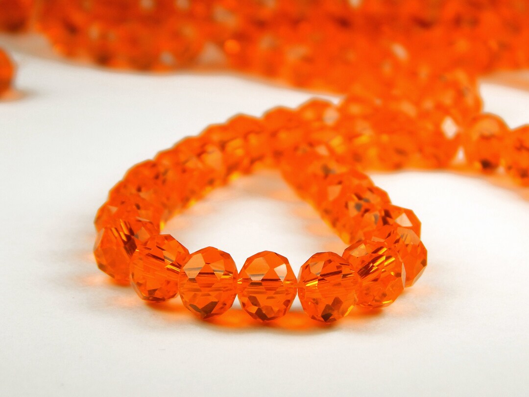 16 Inch Strand - 8mm X 6mm Dark Orange Glass Rondelle Beads - Glass ...