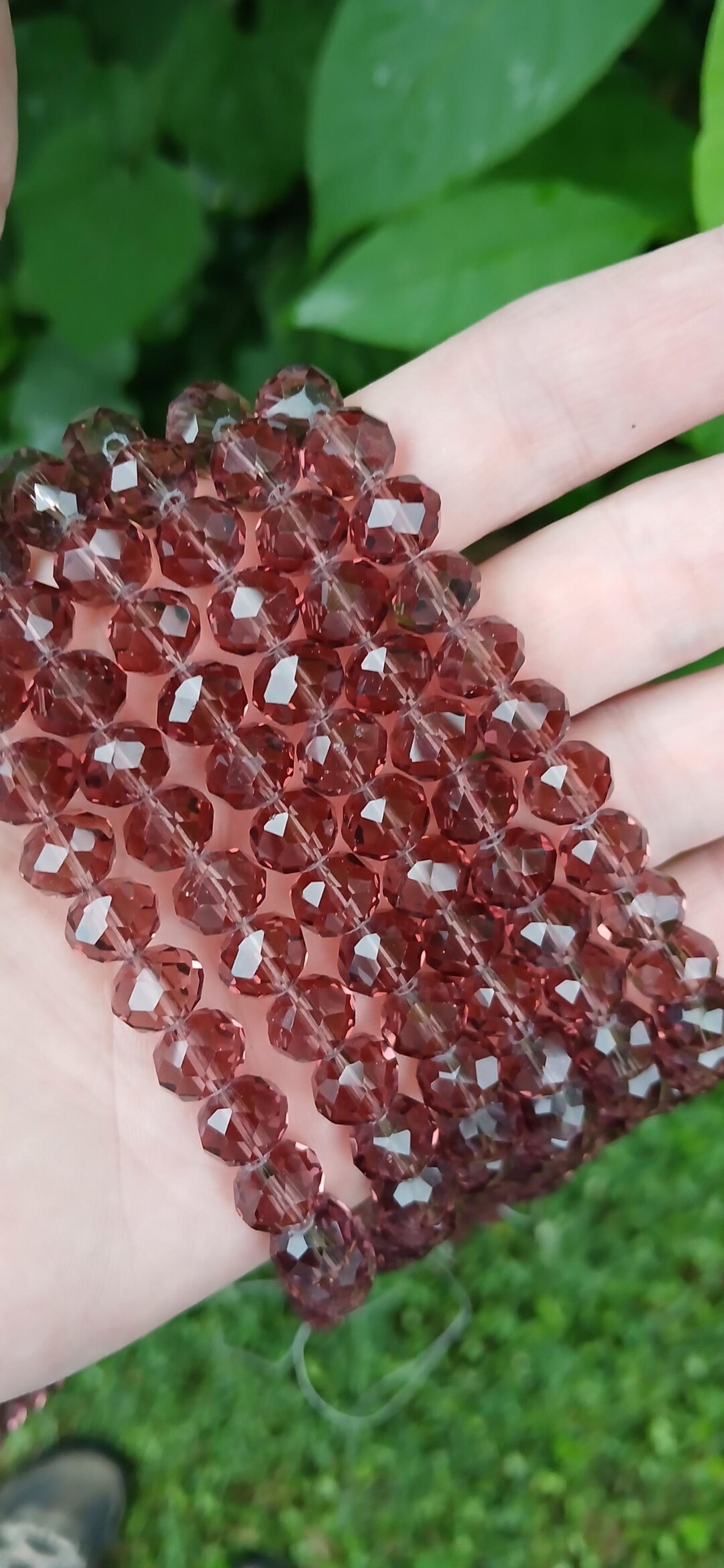 20 Inch Strand - 10mm X 8mm Old Rose Faceted Glass Rondelle Beads ...