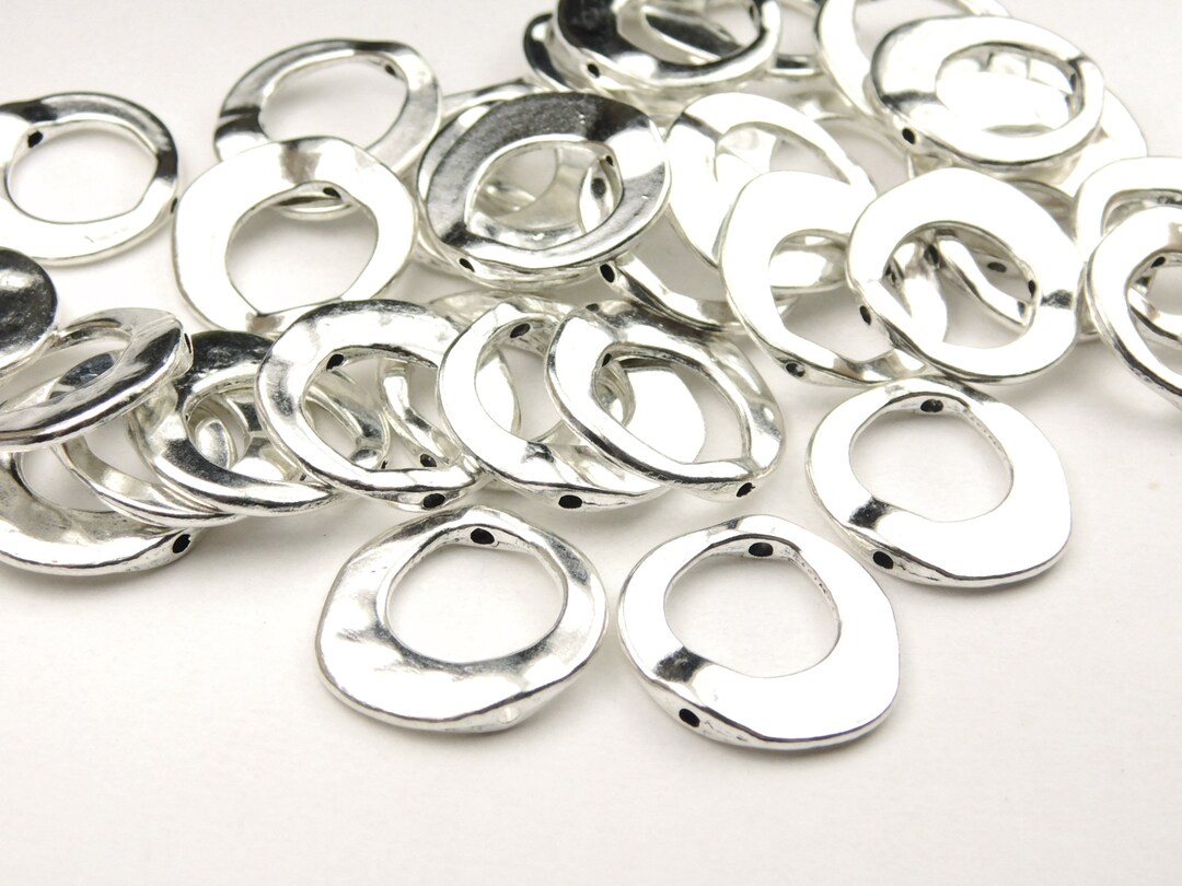 10 Pcs - Flat Round Antique Silver Donut Bead Frames - Ring Frame - 20 ...