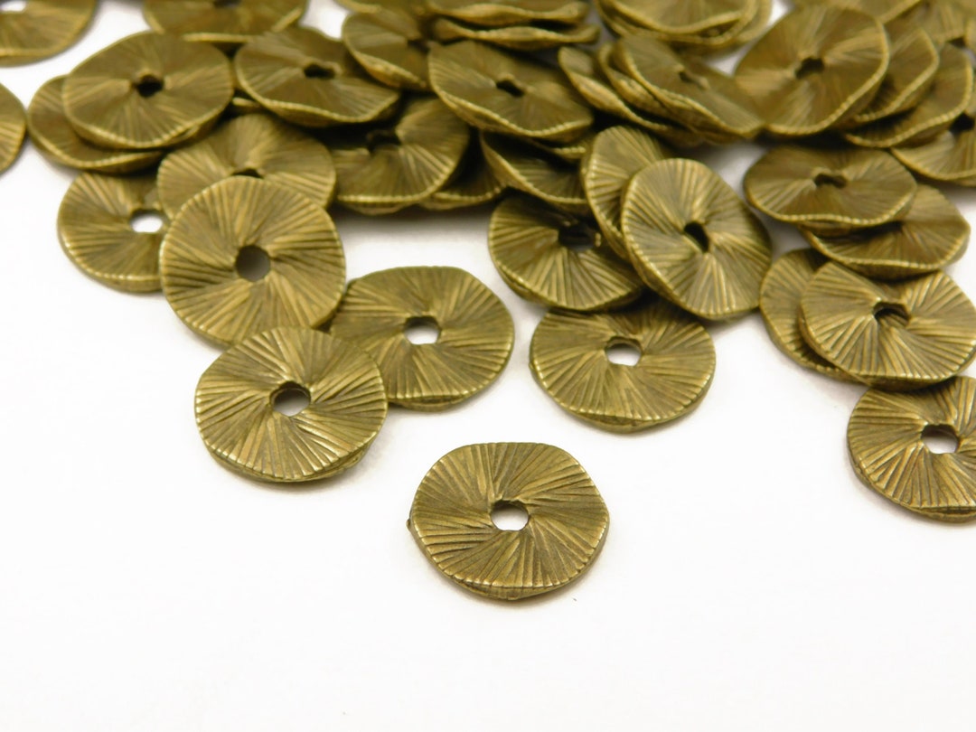 20 Pcs - 13mm Wavy Antique Bronze Spacer Beads - Metal Spacer Beads ...