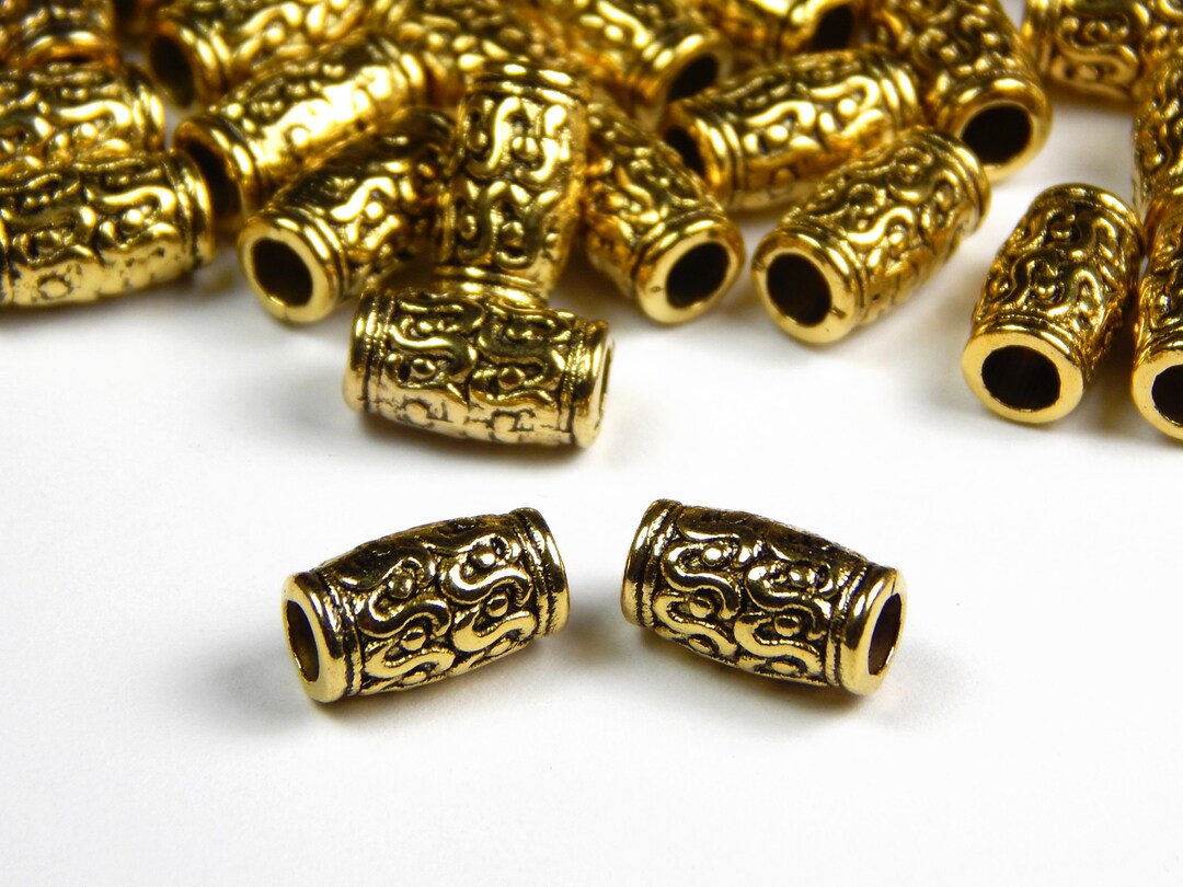 10 or 25 Pcs - 12x7mm Antique Gold Column Spacer Beads - Gold Tube ...