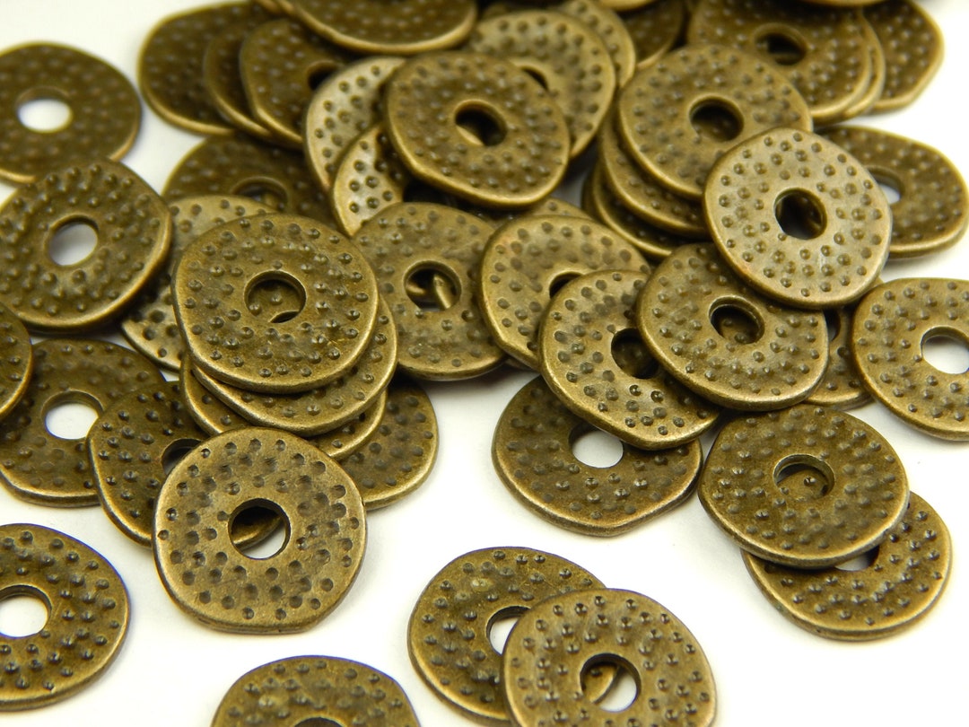 25 Pcs 12x1mm Antique Bronze Spacer Beads Flat Round Donut Spacer Metal ...