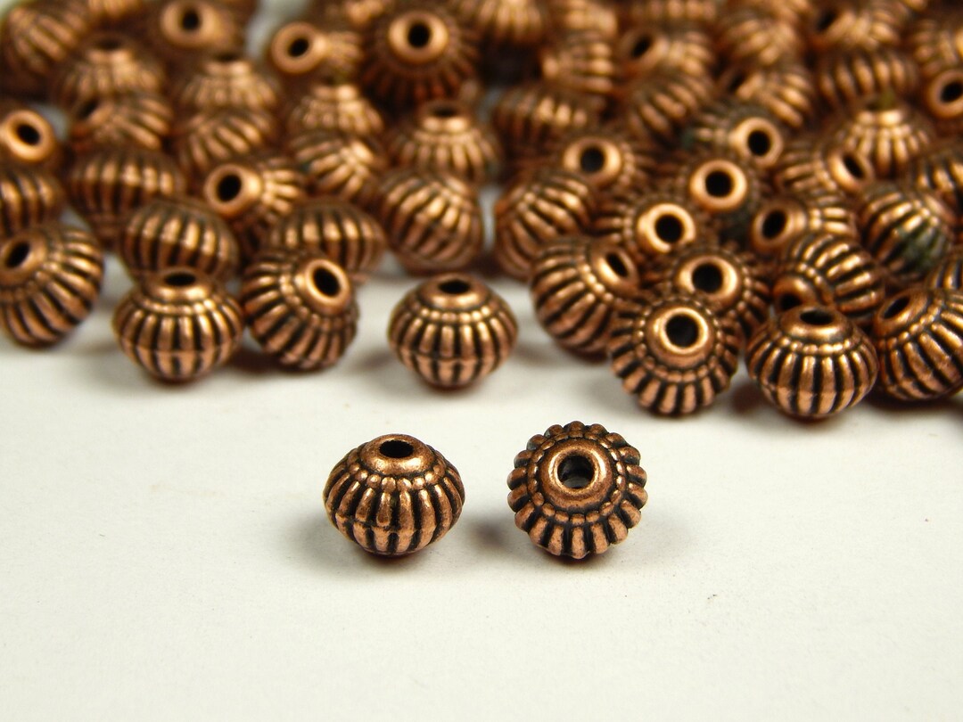 25 Pcs - 8x6.5mm Antique Copper Spacer Beads - Bicone - Metal Spacers ...