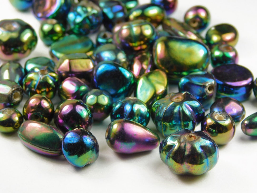 12 Inch Strand - All Mixed up India Glass Beads - Iris Mix - Assorted ...