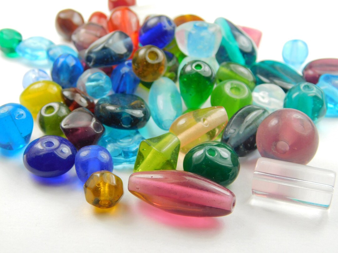 12 Inch Strand All Mixed up India Glass Beads - Transparent Mix ...