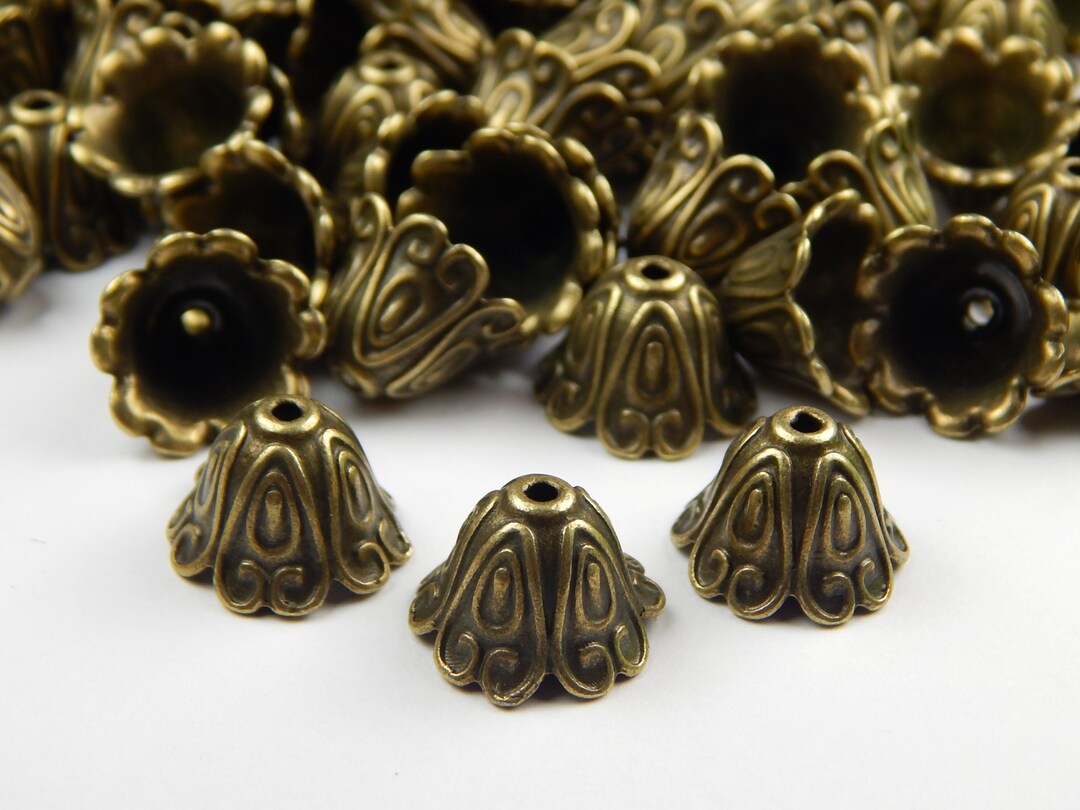 10 Pcs - 15x11mm Antique Bronze Bead Caps - Bronze Bead End Caps ...